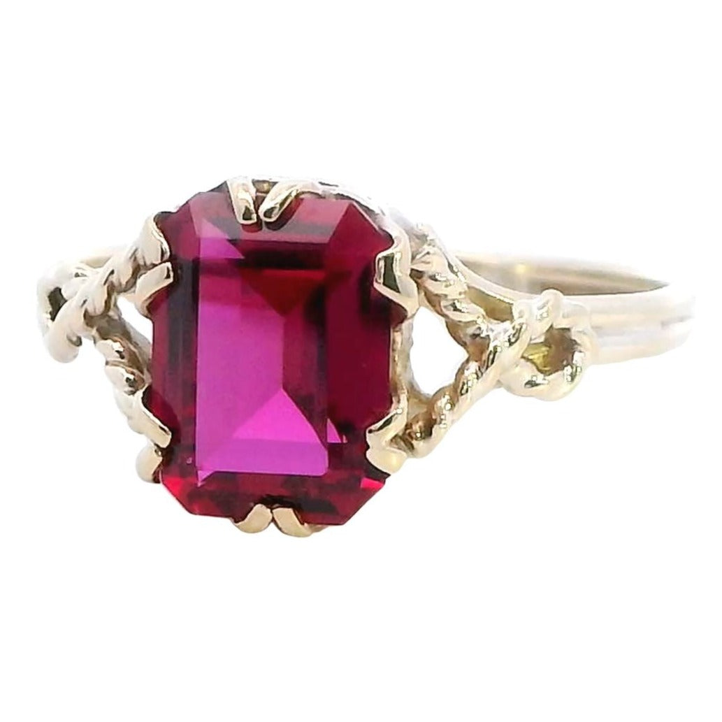 Charming 9ct Yellow Gold Synthetic Ruby Ring – The Unique Jewellery Company