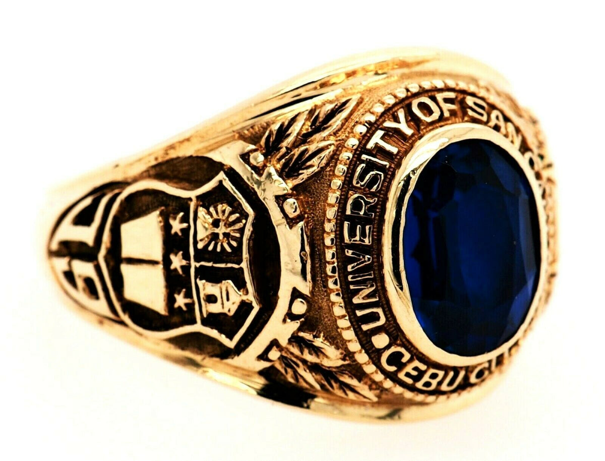 Spinel 9ct Yellow Gold Class Ring - Embossed San Carlos Cebu City Univ ...