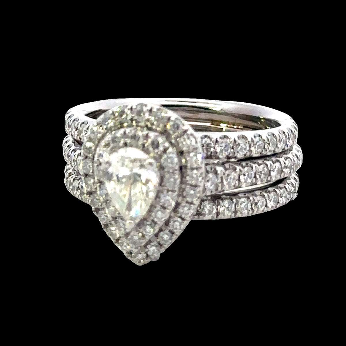 Stunning 2.01 ct Diamond White Gold Three Ring Bridal Set – The Unique ...